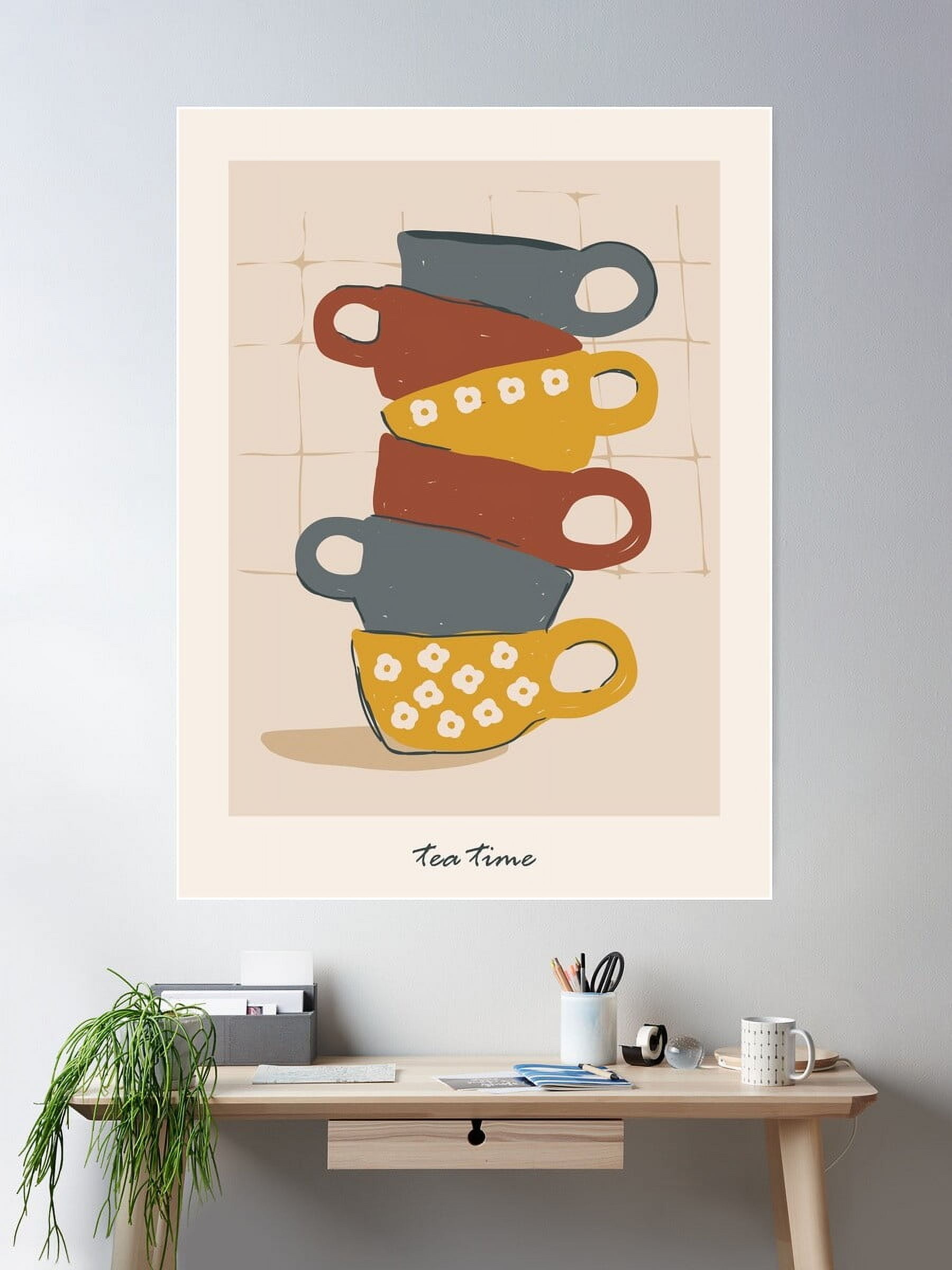 Miluva Tea Time, Retro Art, Coffee Mug, Cute Cups Art Print, Exhibition ...