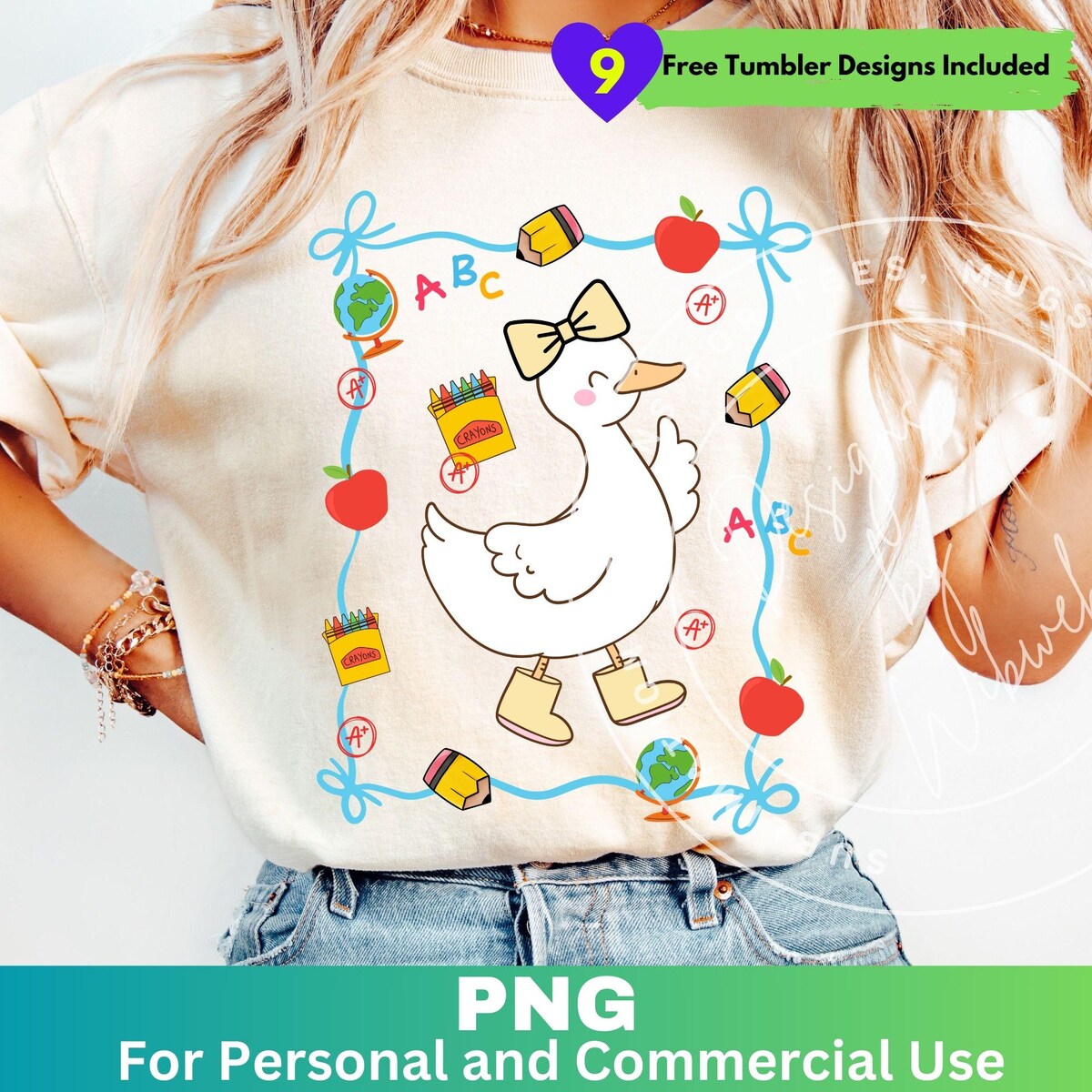 Miluva Teacher Goose , School Goose Sublimation Design, Back To School ...