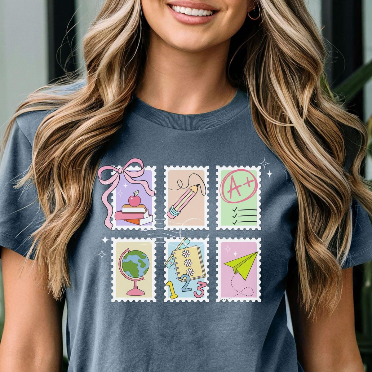 Miluva Teacher Stamp Shirt, School Postage Stamp Shirt, Back To School ...