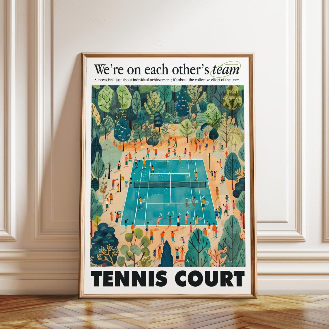 Miluva Team Spirit Tennis Court Poster - Motivational Sports Art Wall ...