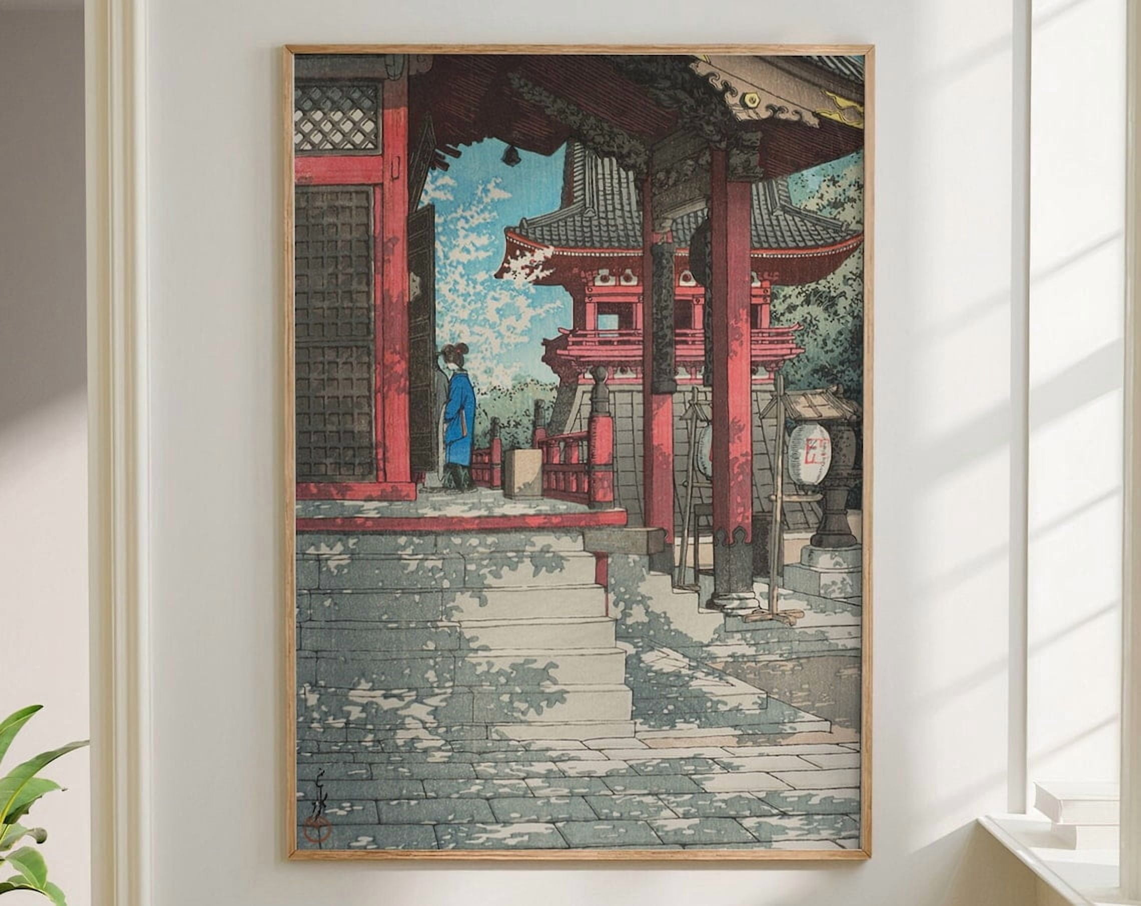 Miluva Temple Hasui Kawase Japanese Woodblock Art Print Hokusai Ukiyo-E ...