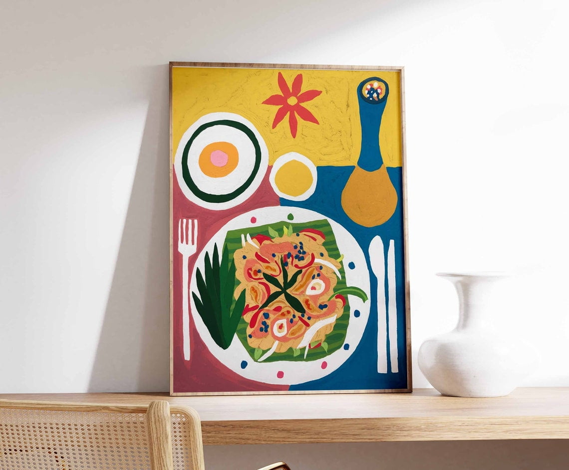 Miluva Thai Food Poster, Pad Thai Poster, Thailand Poster, Dinner Table ...