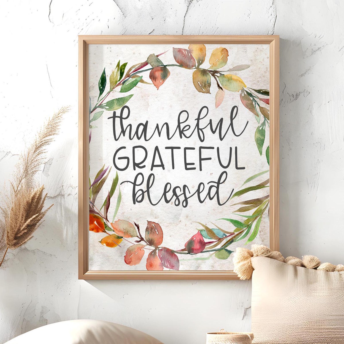 Miluva Thankful grateful blessed print classic aesthetic fall decor ...