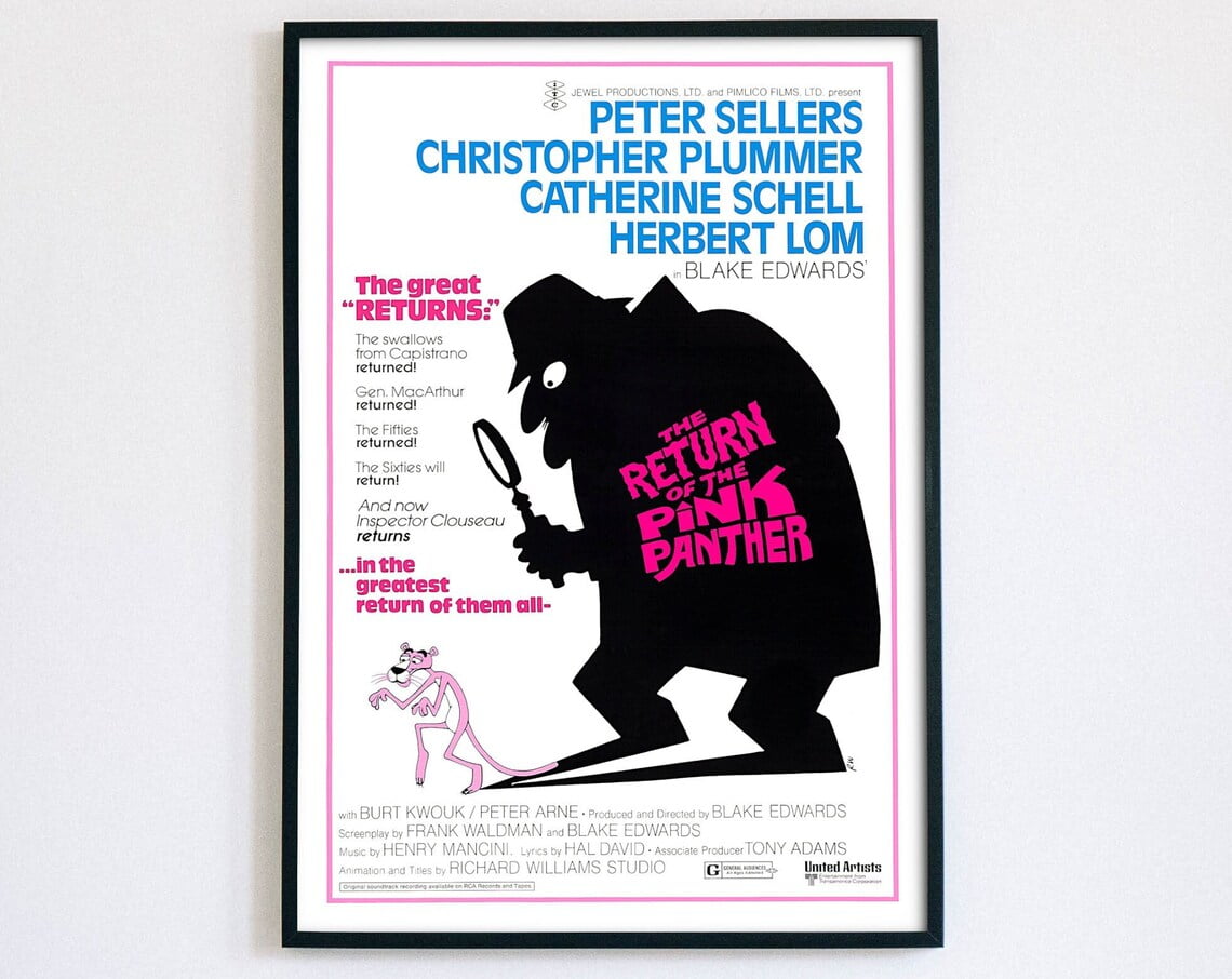 Miluva The Return Of The Pink Panther, 1975 Comedy Film, Digital Poster ...