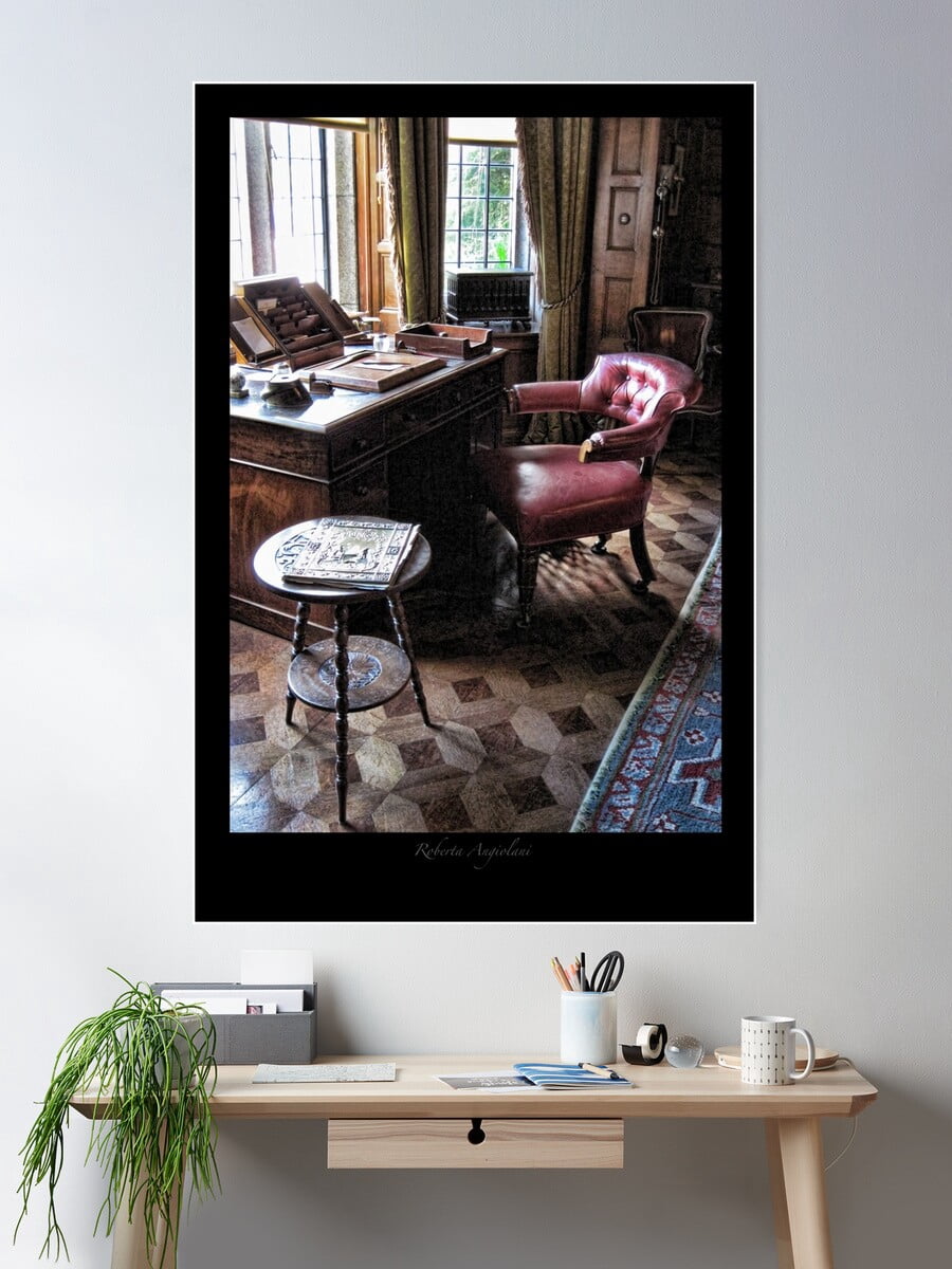 Miluva The Study: The Desk Next To The Window Poster Wall Art, Modern ...