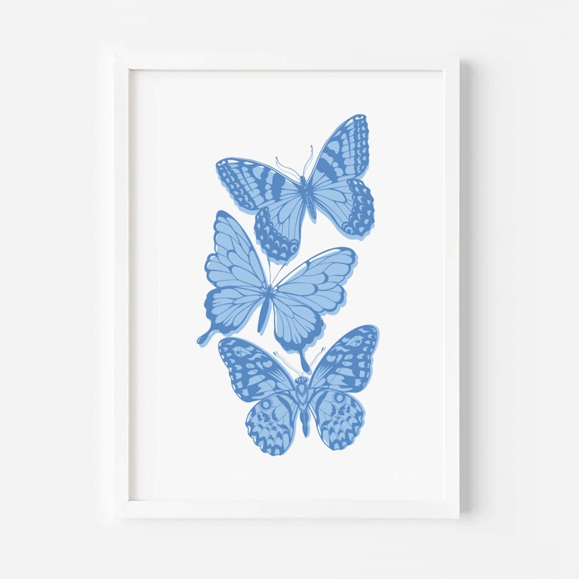 Miluva Three Blue Butterflies Wall Art Blue Butterfly Poster Trendy ...