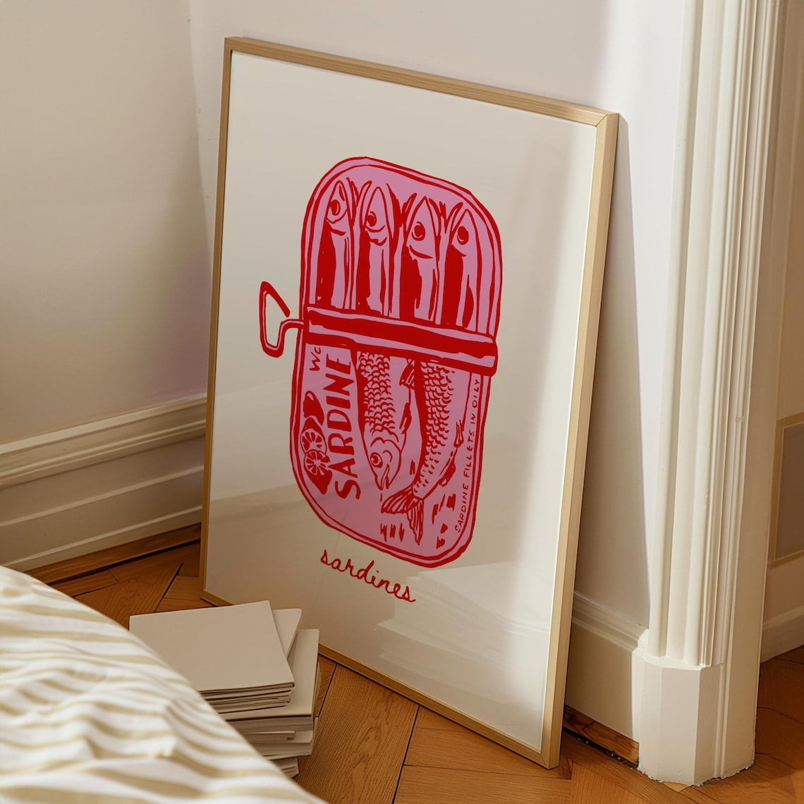 Miluva Tinned Sardines Print, Trendy Wall Art, Retro Kitchen , Funky ...