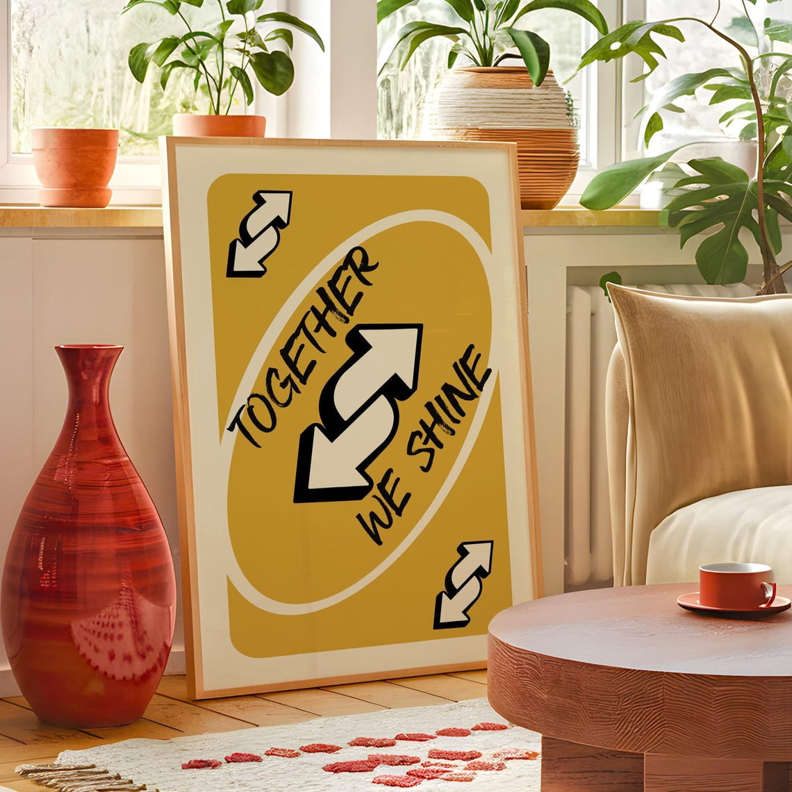 Miluva Together We Shine Play Reverse Card Wall Art Poster Yellow Black ...