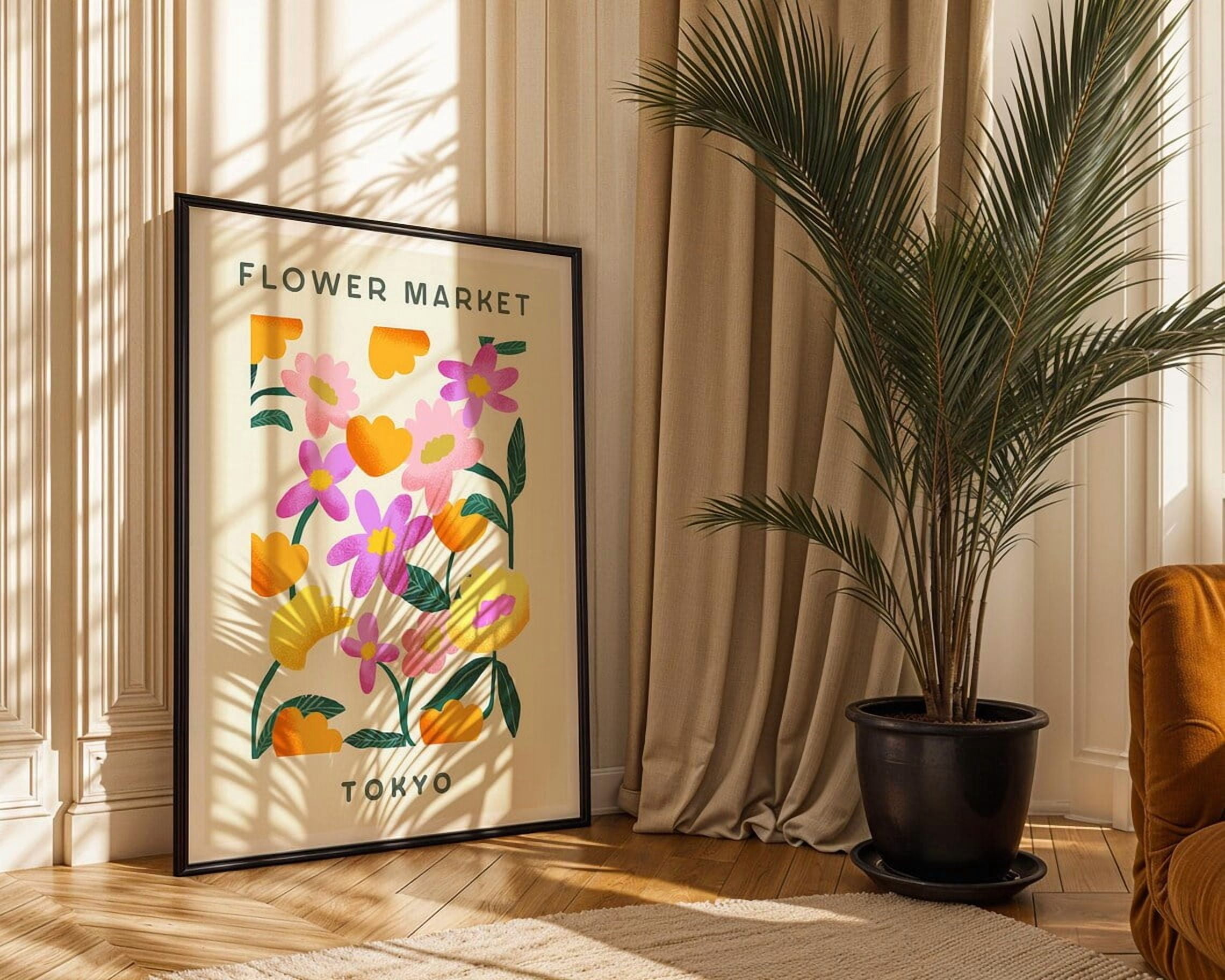 Miluva Tokyo Flower Market Wall Art, Colorful Floral Printable Poster ...