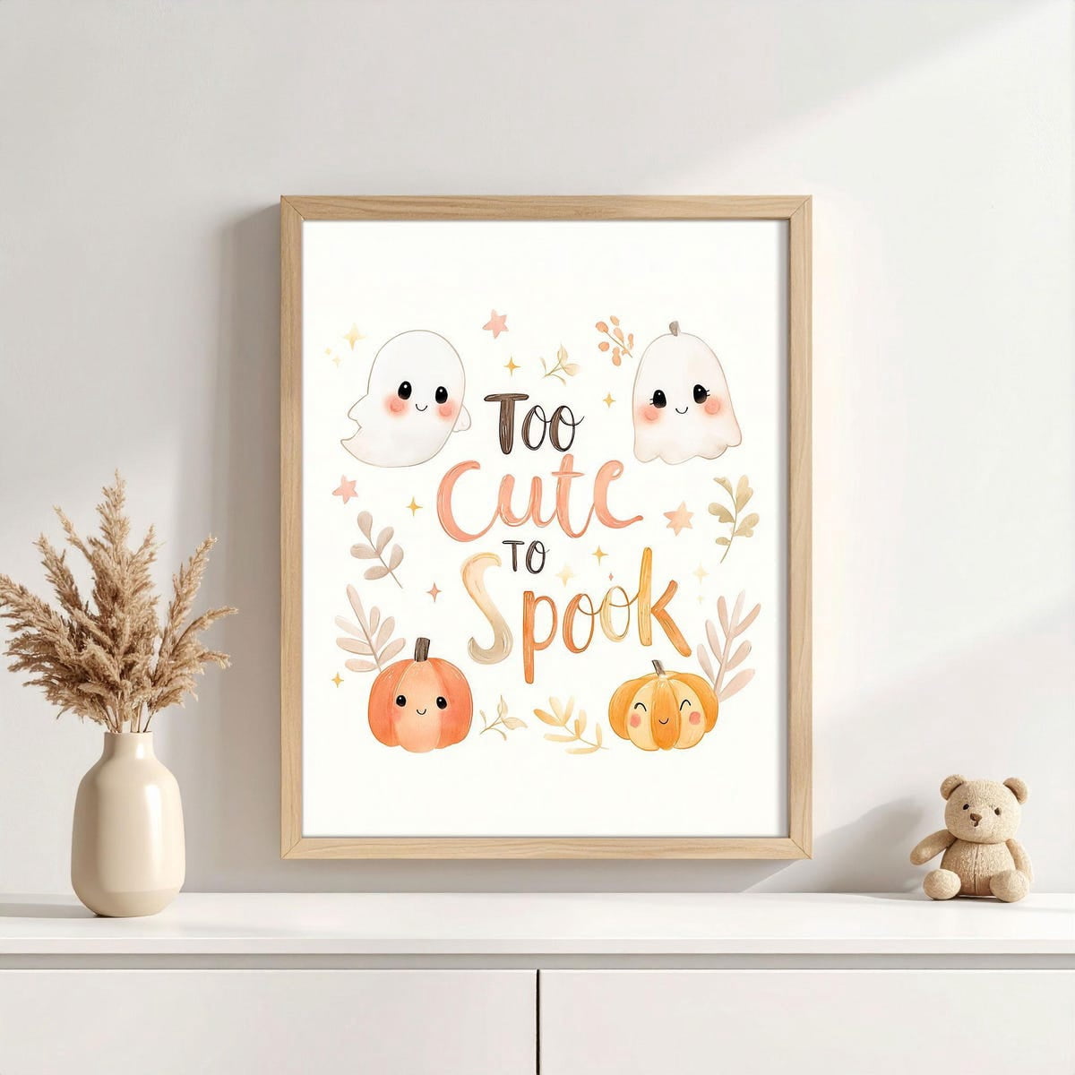Miluva Too cute to spook quote art halloween nursery saying poster kids ...