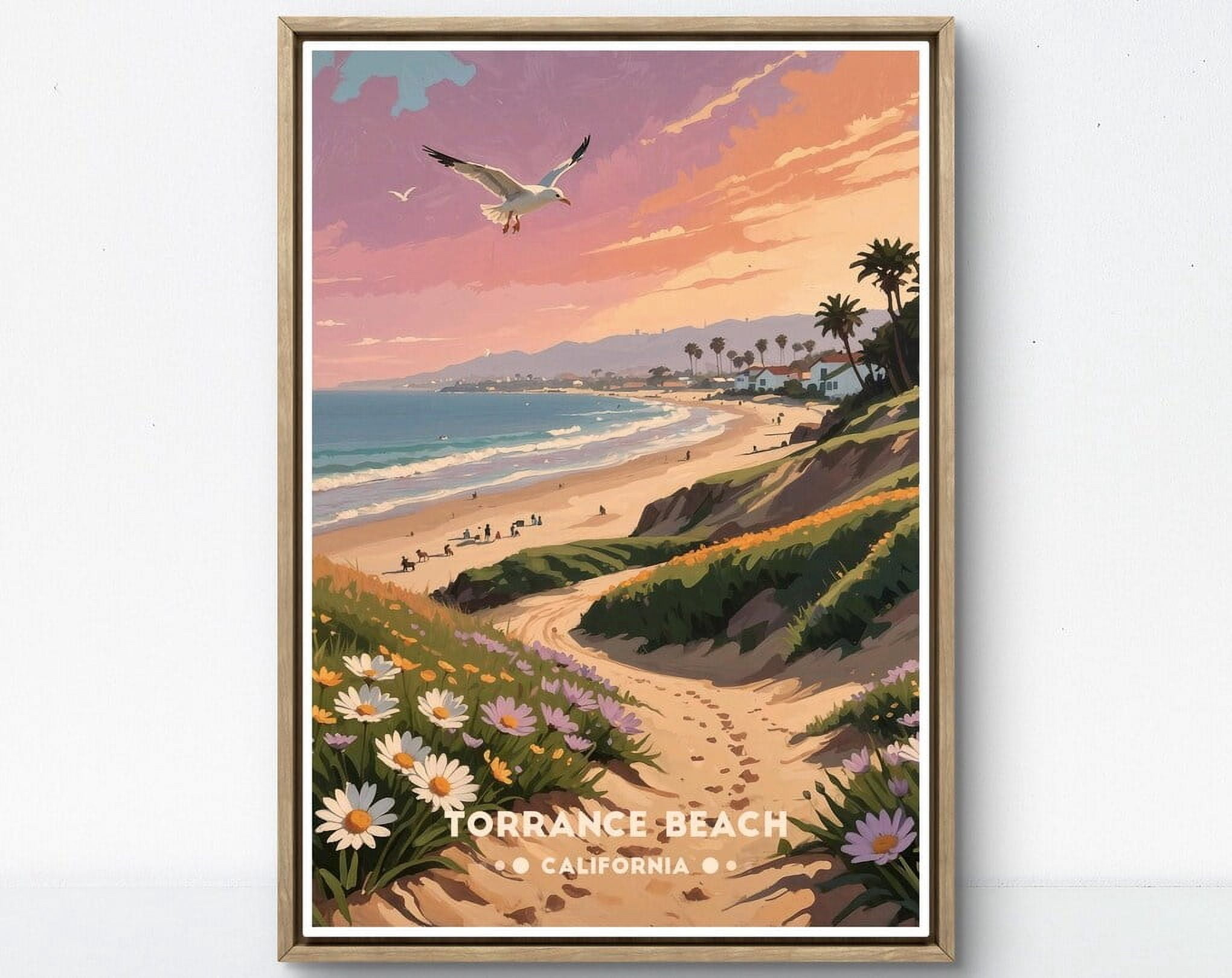 Miluva Torrance Beach Poster, California Coastal Art, Sunset Beach ...