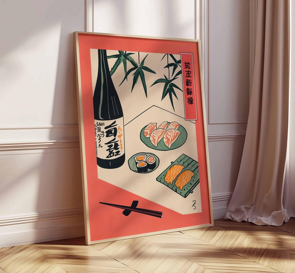 Miluva Traditional Japanese Sushi Food Poster, Japanese Cuisine Print ...