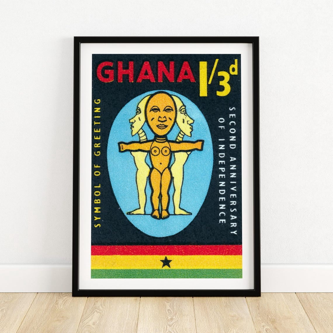 Miluva Traditional Statues - Vintage Ghana Art - Postage Stamp Print ...
