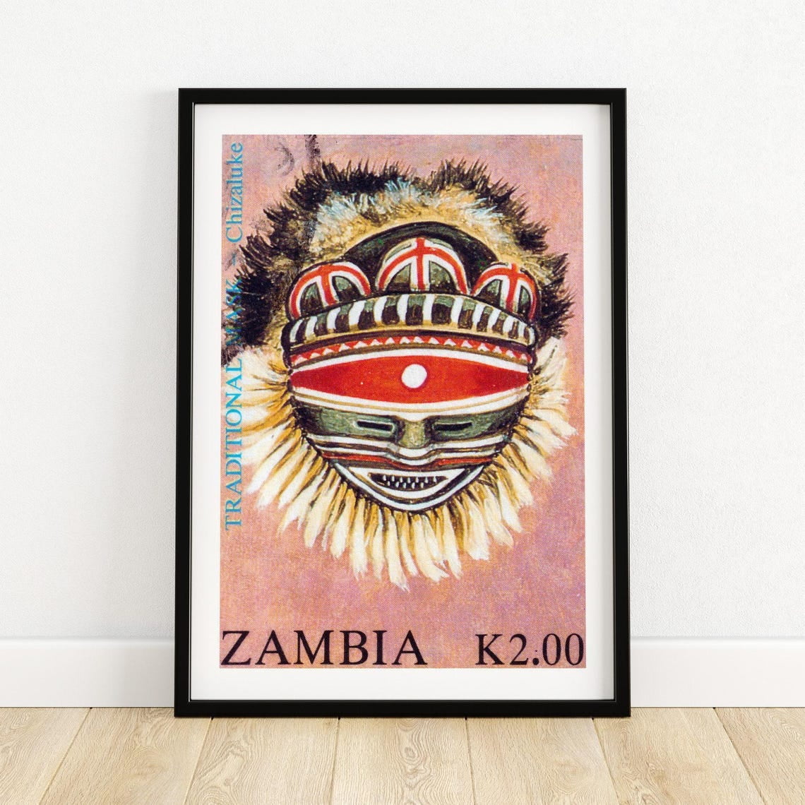 Miluva Traditional Zambian Mask - Postage Stamp Print - Aesthetic Wall ...
