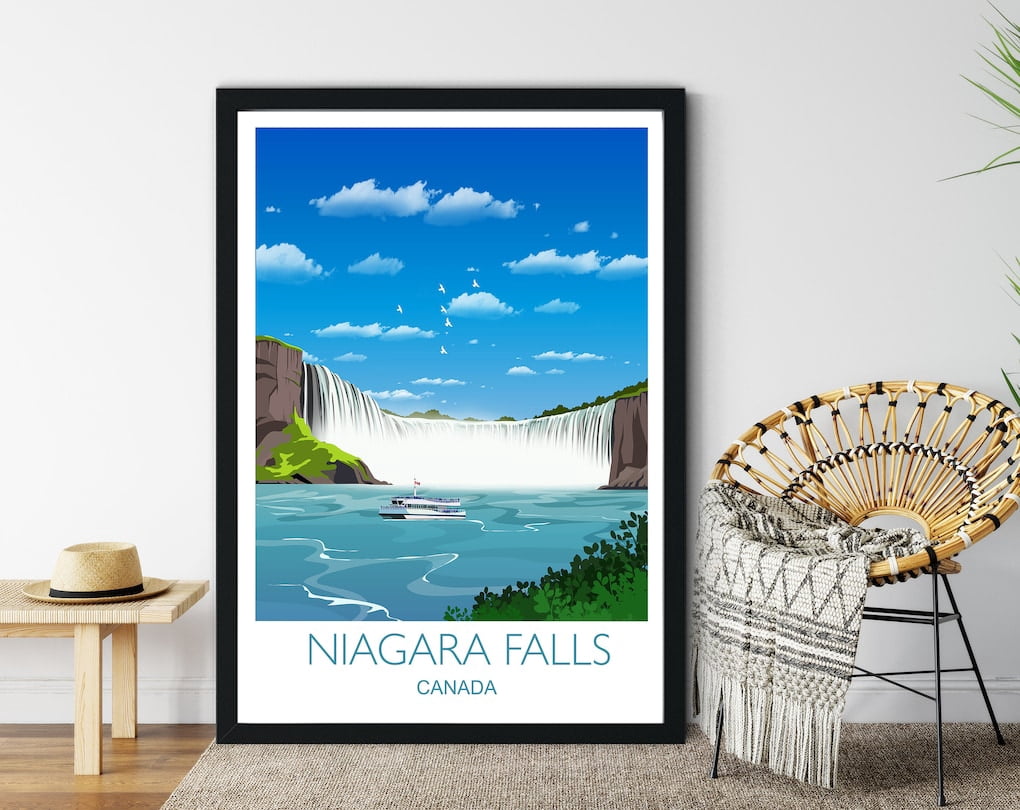 Miluva Travel Poster Of Niagara Falls, Travel Print Of Niagara Falls ...