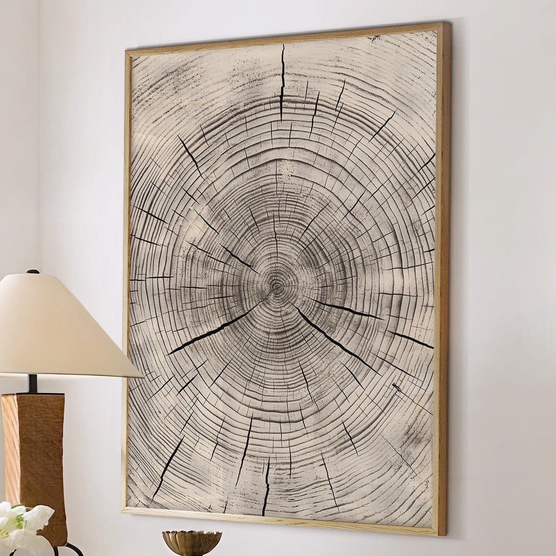 Miluva Tree Ring Print Woodcut Lumber Rustic Country Botanical Nature ...
