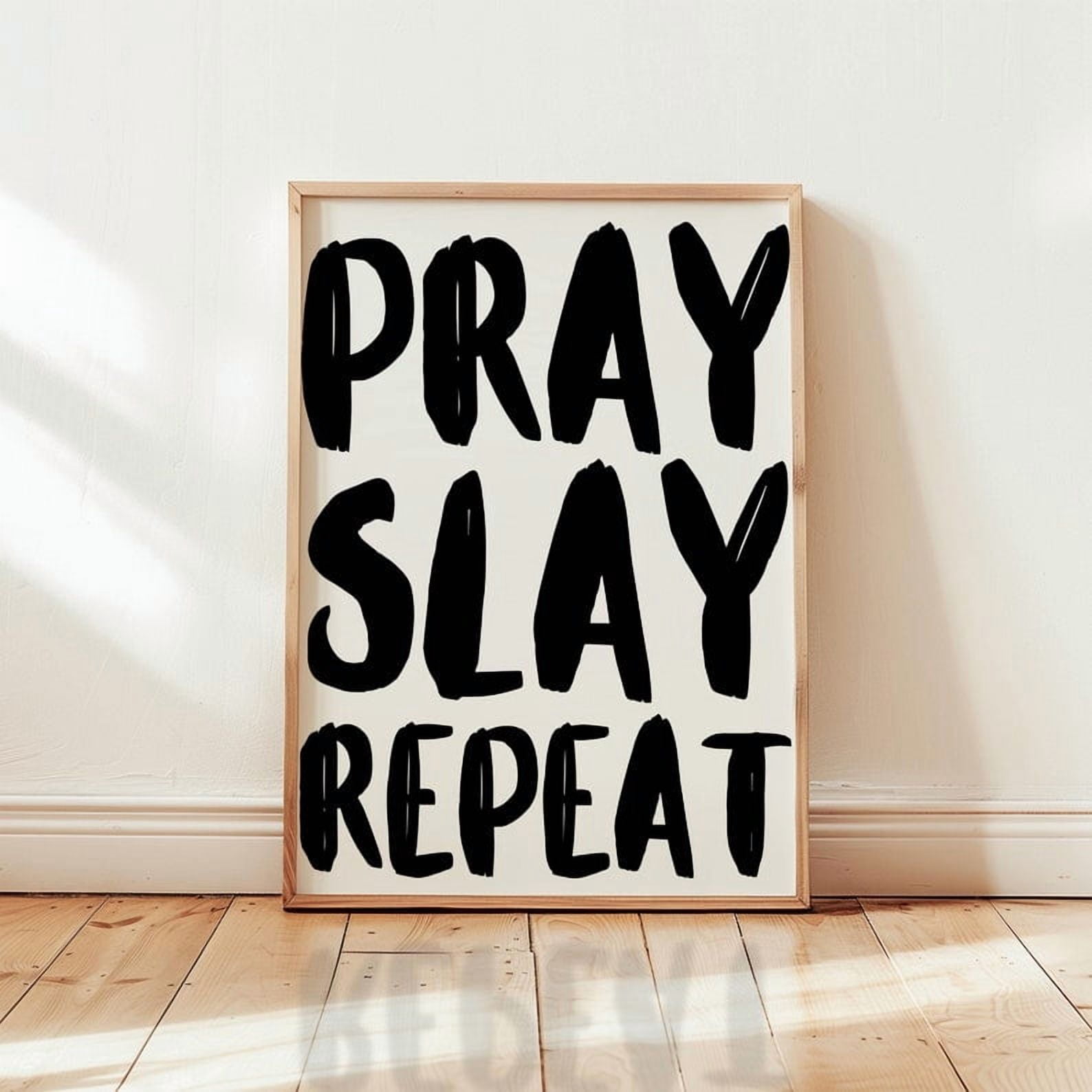 Miluva Trending Pray Slay Repeat Modern Christian Art Prayer Board ...