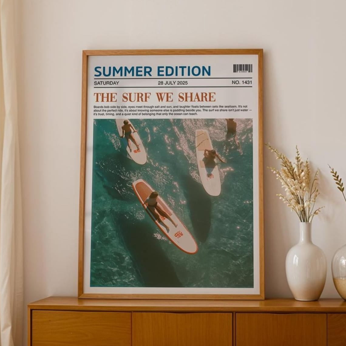 Miluva Trendy Coastal Print Wall Art, Surf Poster, Trendy Newspaper ...
