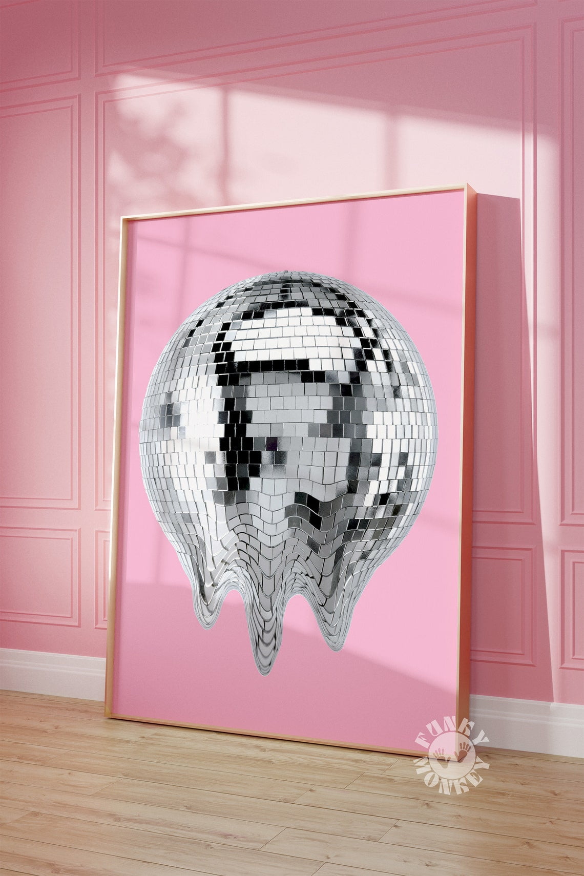 Miluva Trendy Disco Ball Melting Print, Trendy Wall Art Prints, Pink ...
