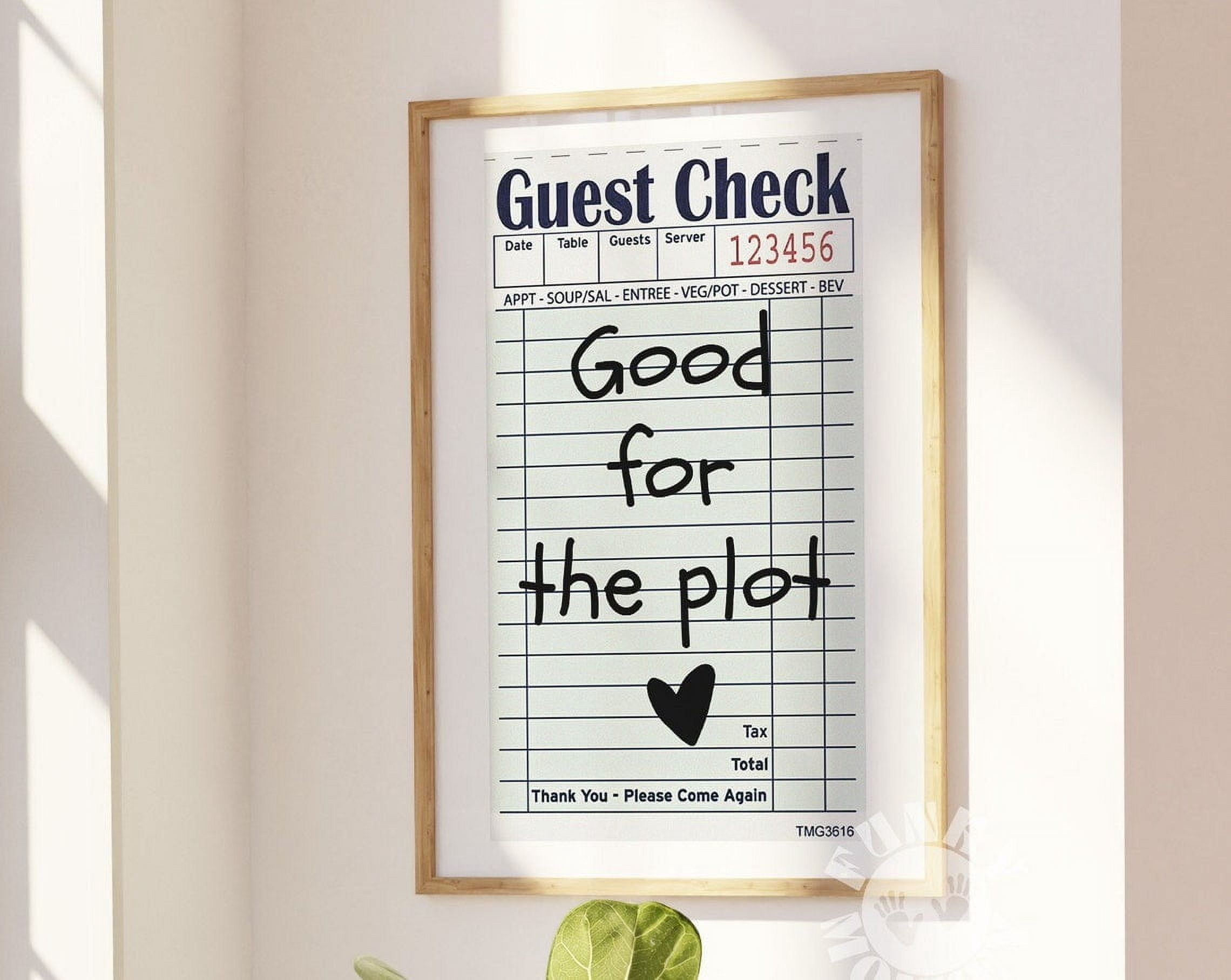 Miluva Trendy Guest Check Print Good For The Plot, Retro Guest Check ...