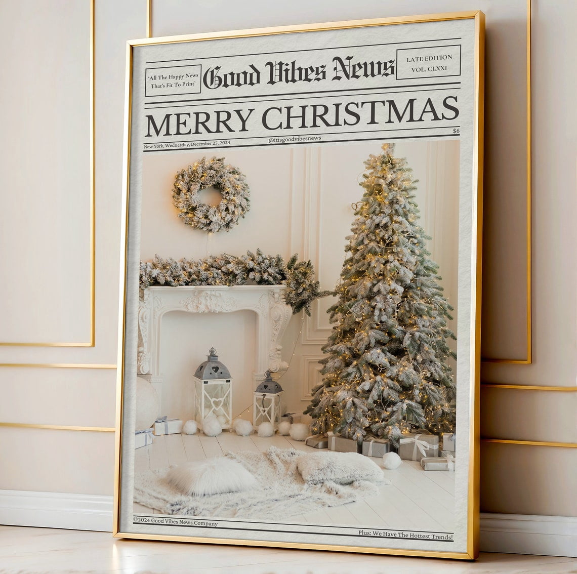 Miluva Trendy Newspaper Wall Art, Wall Decor Christian Print, Xmas Home ...