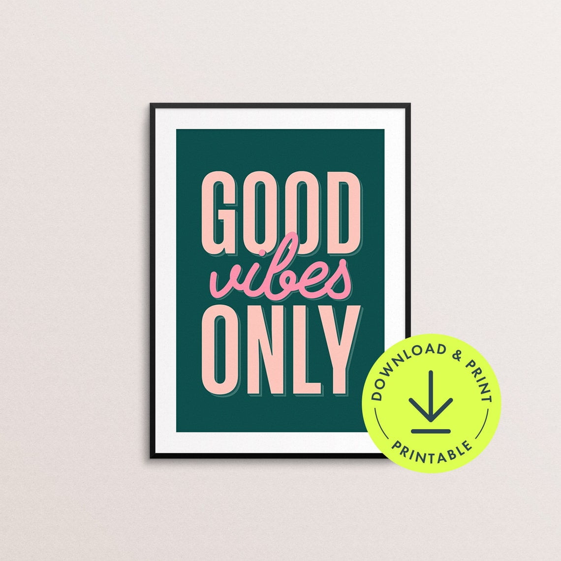 Miluva Trendy Positive Quote Retro Wall Art Good Vibes Only Print ...