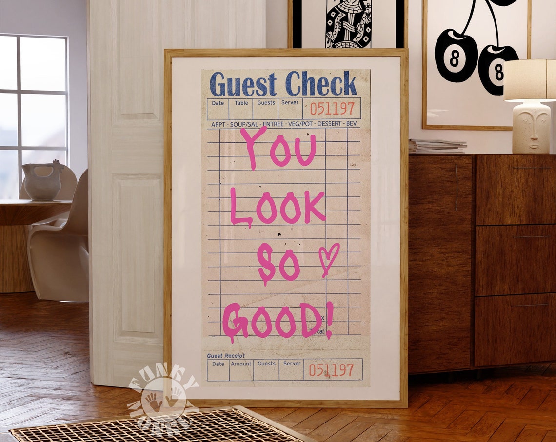 Miluva Trendy Wall Art Print You Look So Good Guest Check, Pink Girly ...