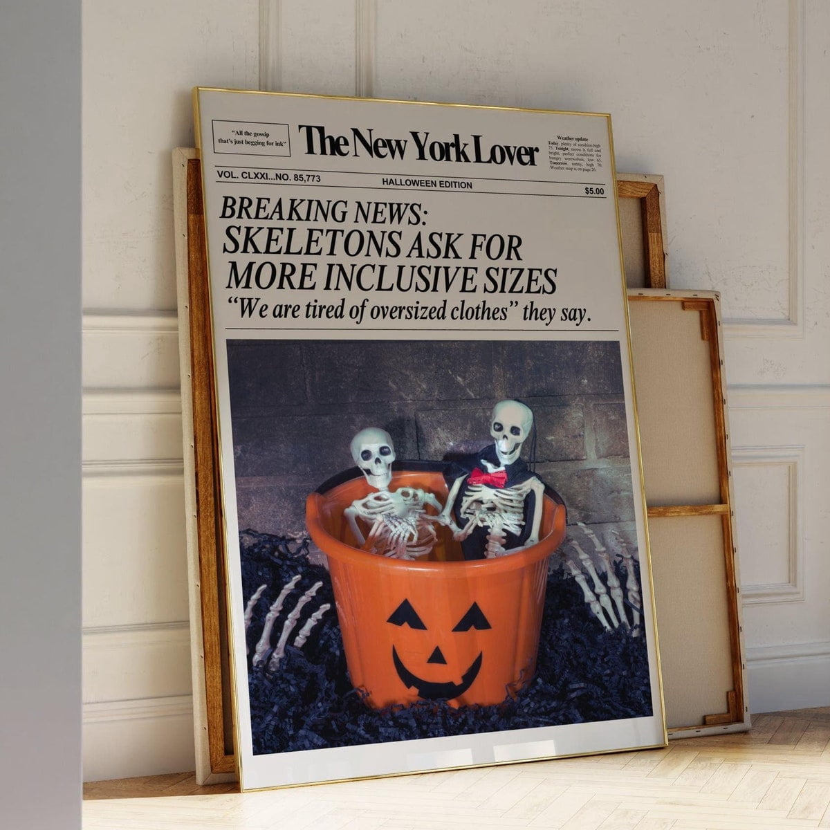 Miluva Trendy halloween newspaper art print – Trendy skeletons poster ...