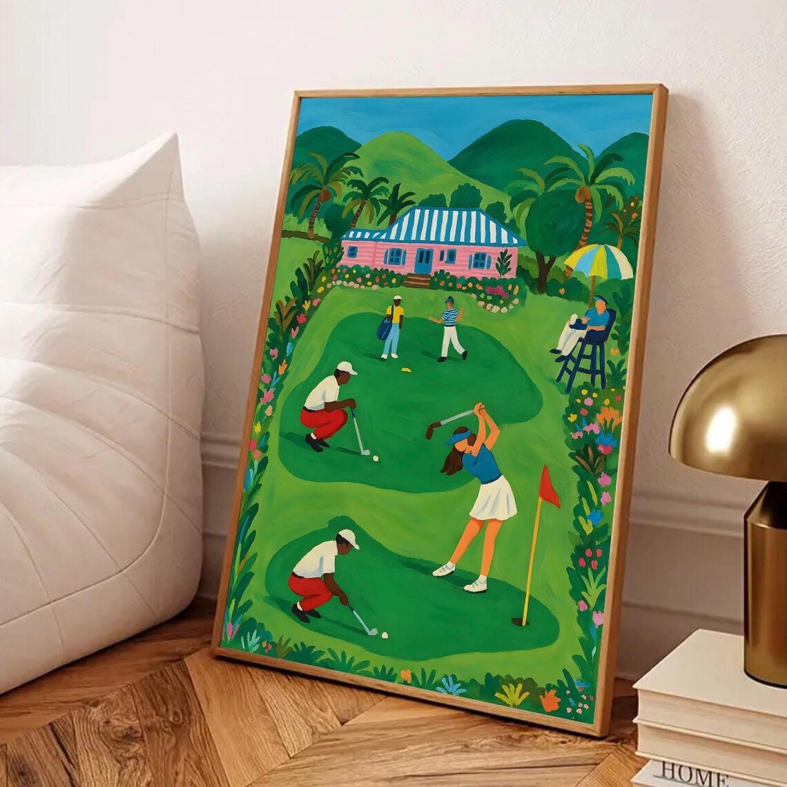 Miluva Tropical Golfers Print Retro Maximalist Art Gift For Golfer ...