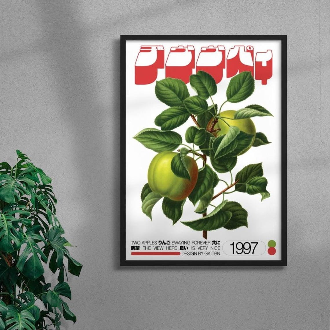 Miluva Two Apples Aesthetic Wall Art Print Minimalist Poster For ...