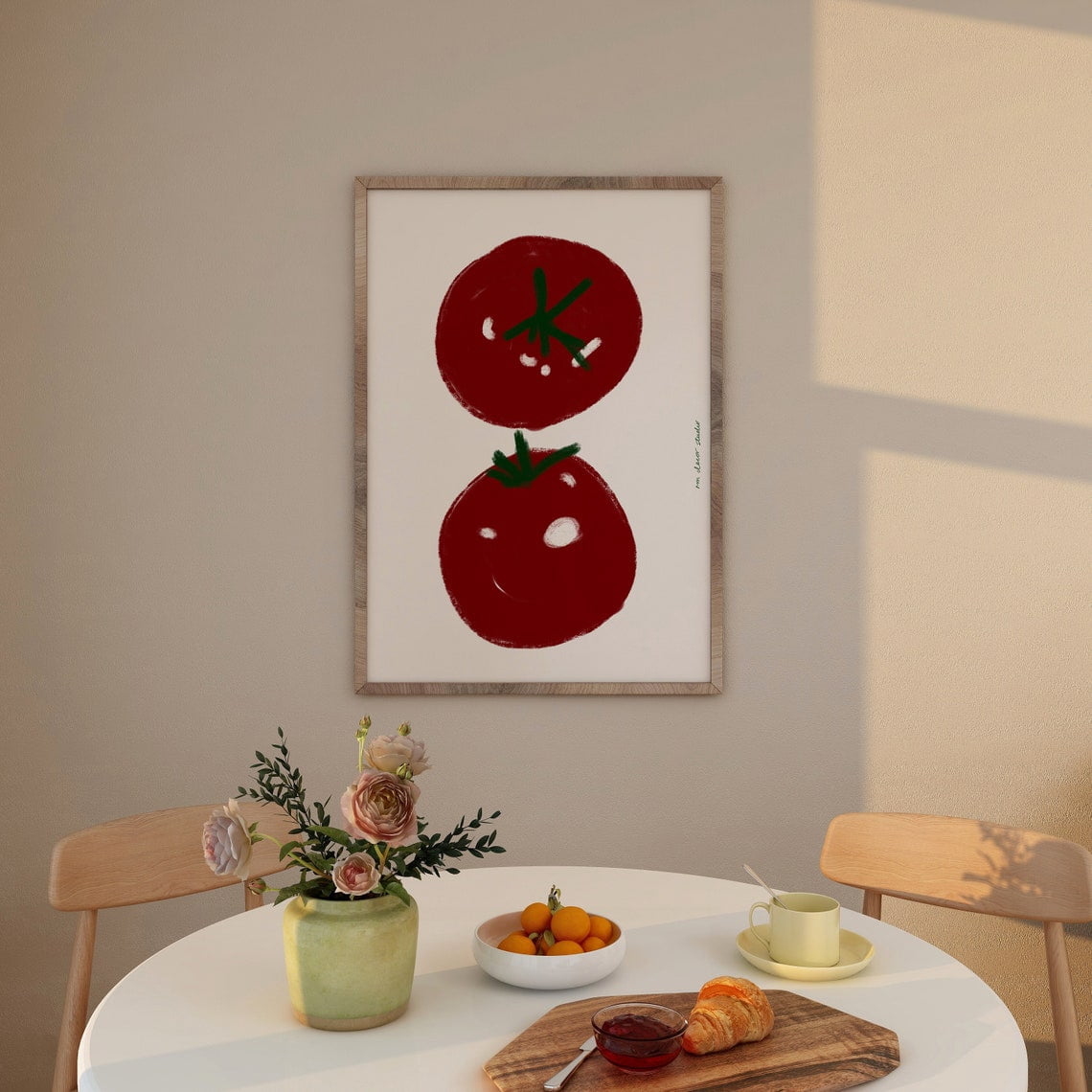 Miluva Two Tomato Art Print Poster, Vintage Food Print, Trendy Retro ...