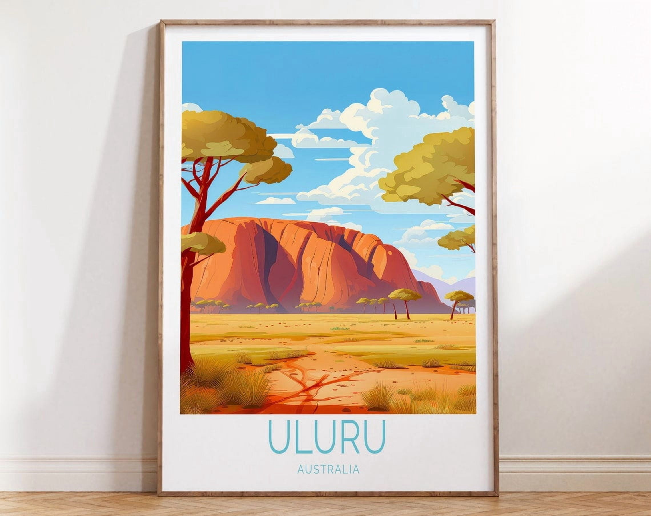 Miluva Uluru Travel Poster, Australia Travel Poster, Uluru Travel Wall ...