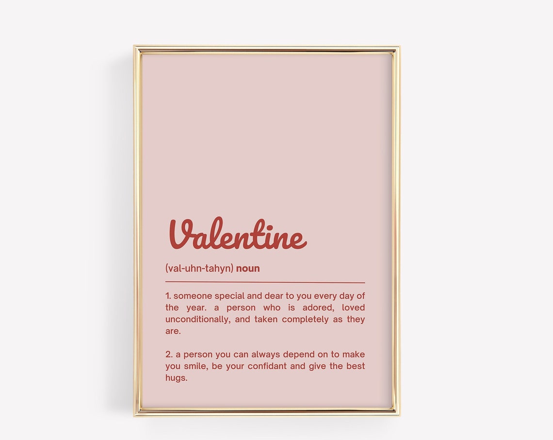 Miluva Valentine Definition Print Valentines Day Decor Valentines Day ...