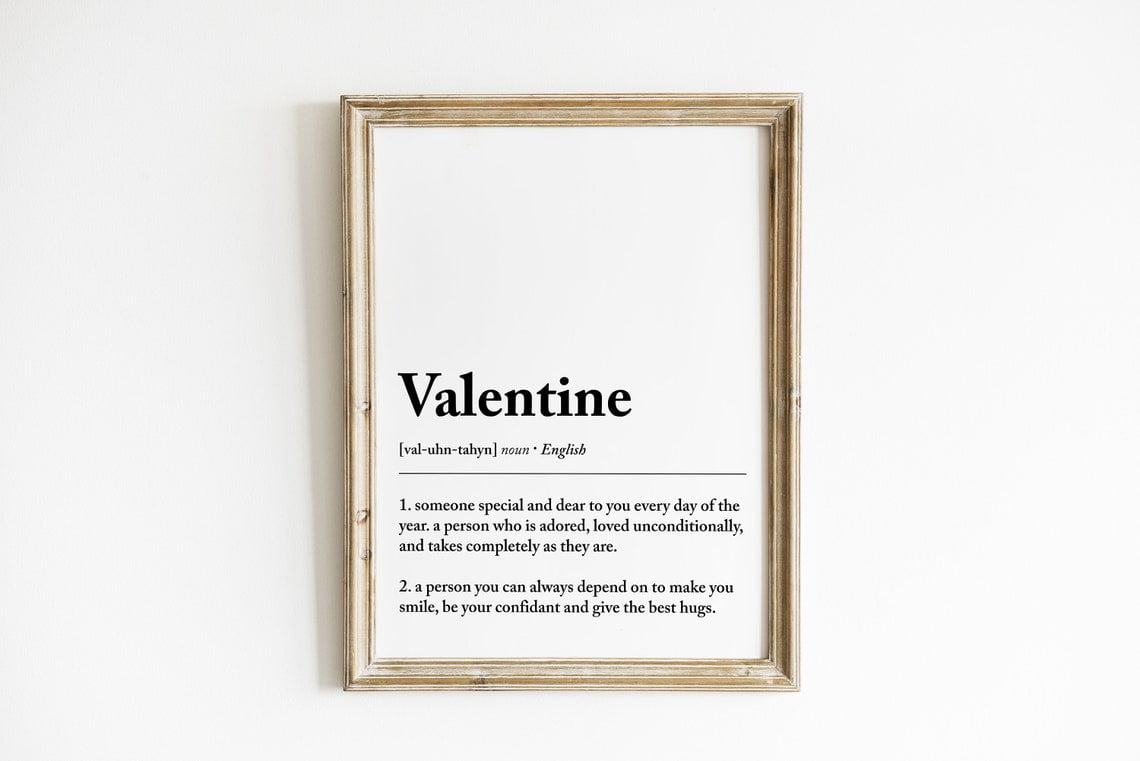 Miluva Valentine Definition Print Valentines Day Decor Valentines Day ...
