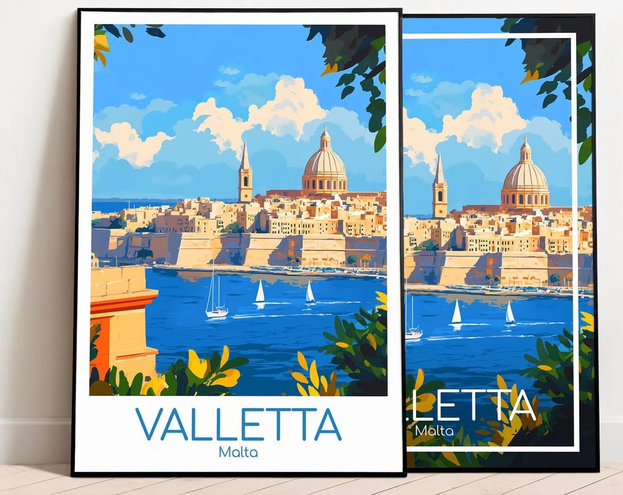 Miluva Valletta Travel Poster Valletta Poster Wall Art Malta Vintage ...
