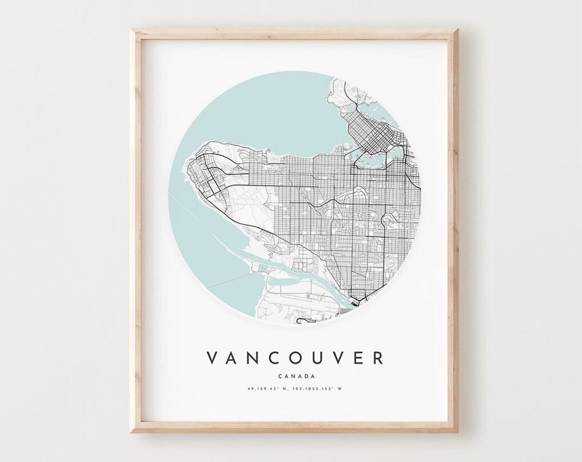 Miluva Vancouver Map Print, Vancouver Map Poster City Wall Art ...