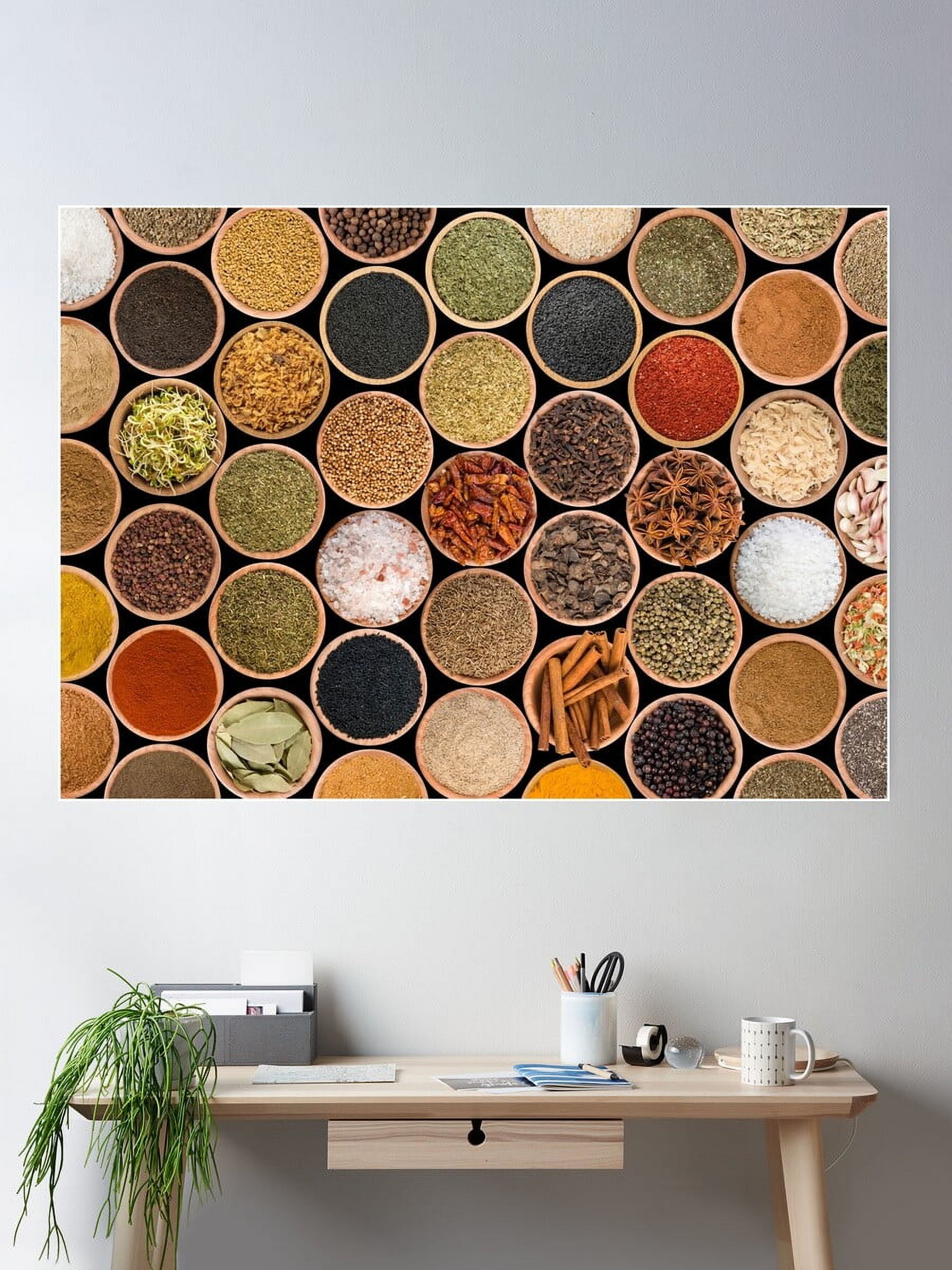 Miluva Various Spices And Food Ingredients Poster Wall Art, Modern Wall ...
