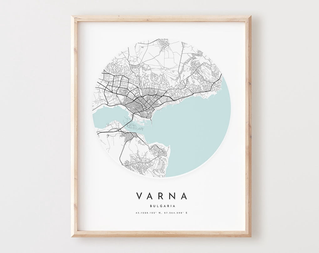 Miluva Varna Map Print, Varna Map Poster City Wall Art, Varna Road Map ...