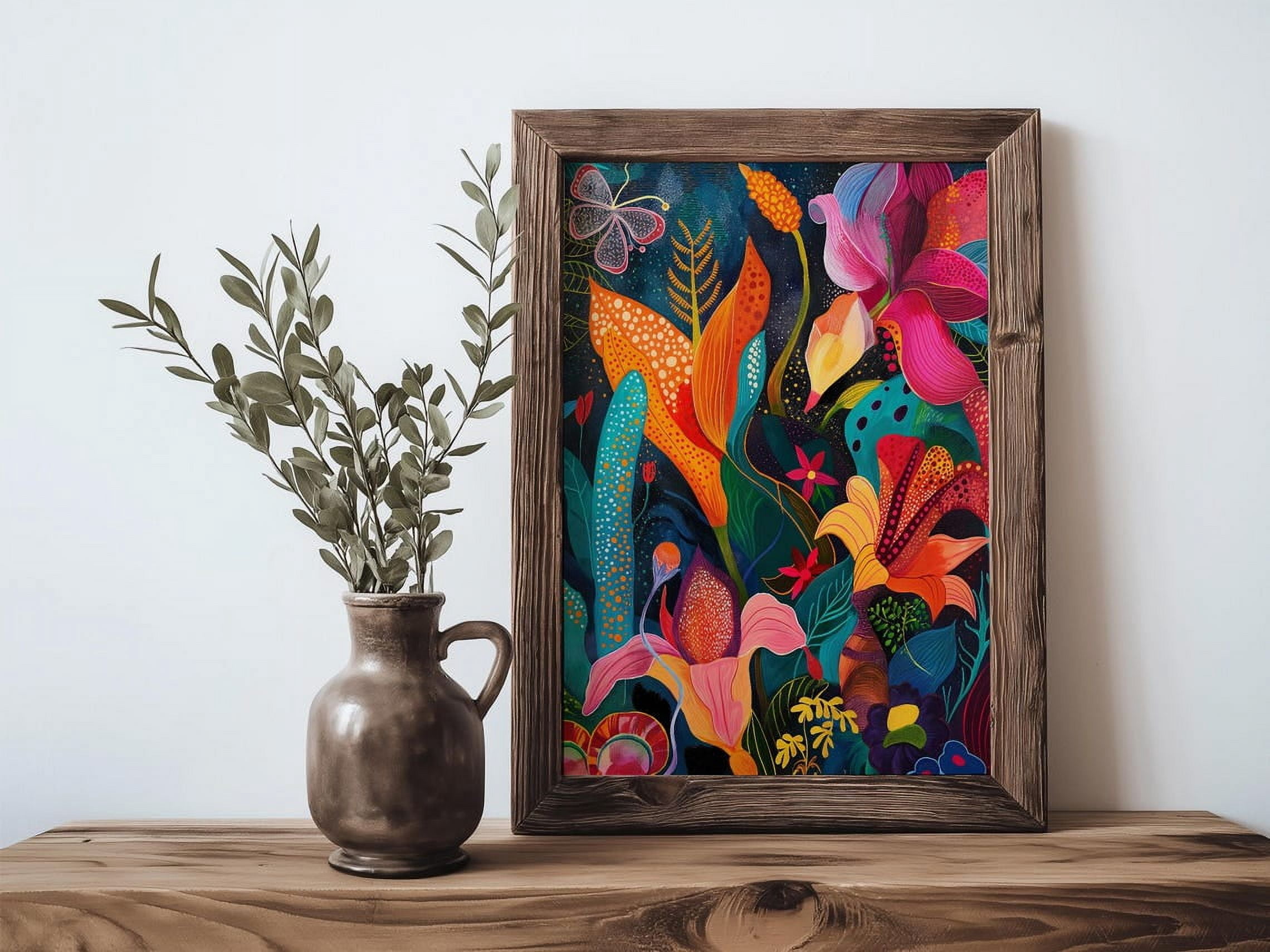 Miluva Vibrant Moody Floral Wall Art, Maximalist Botanical Print ...