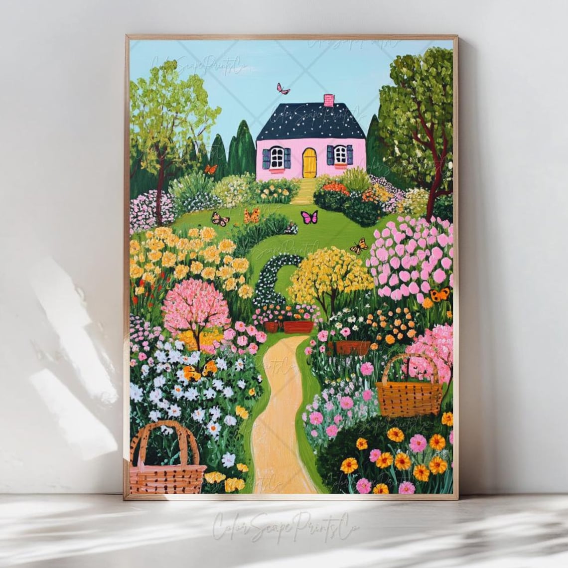Miluva Vibrant Spring Flower Garden With Butterflies Cozy Cottage Wall ...