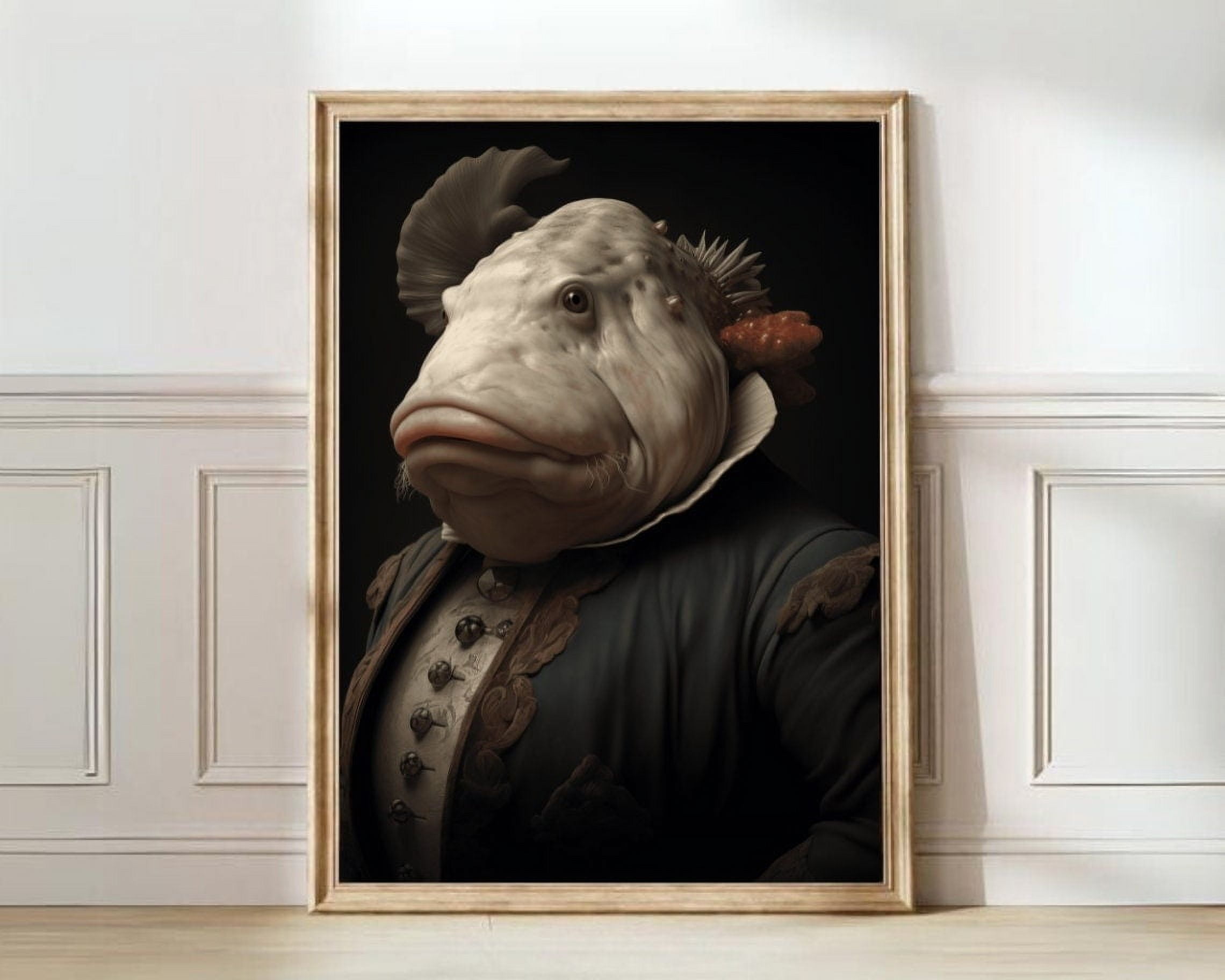 Miluva Victorian Blobfish Print Blobfish Poster Vintage Animal Portrait ...