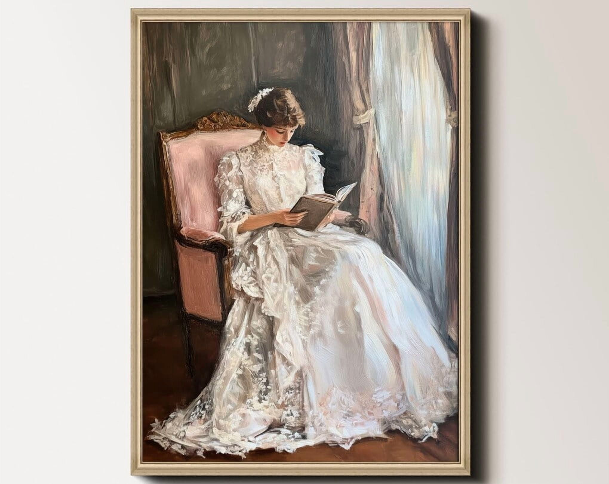 Miluva Victorian Woman Wall Art, Vintage Woman Reading Woman Portrait ...