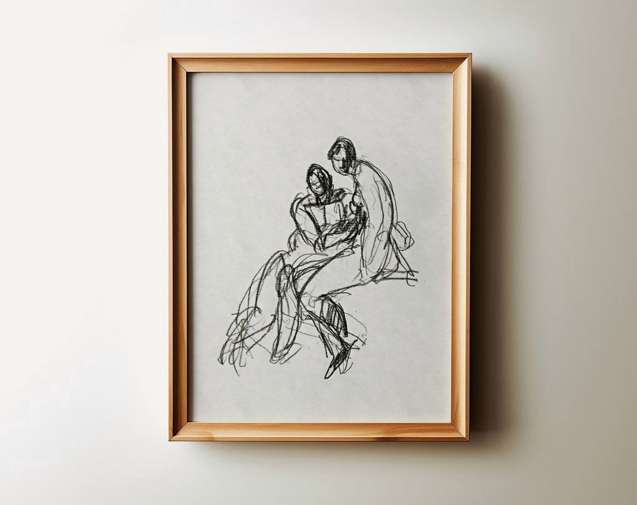 Miluva Vintage Abstract Lovers Sketch Valentines Day Wall Art ...