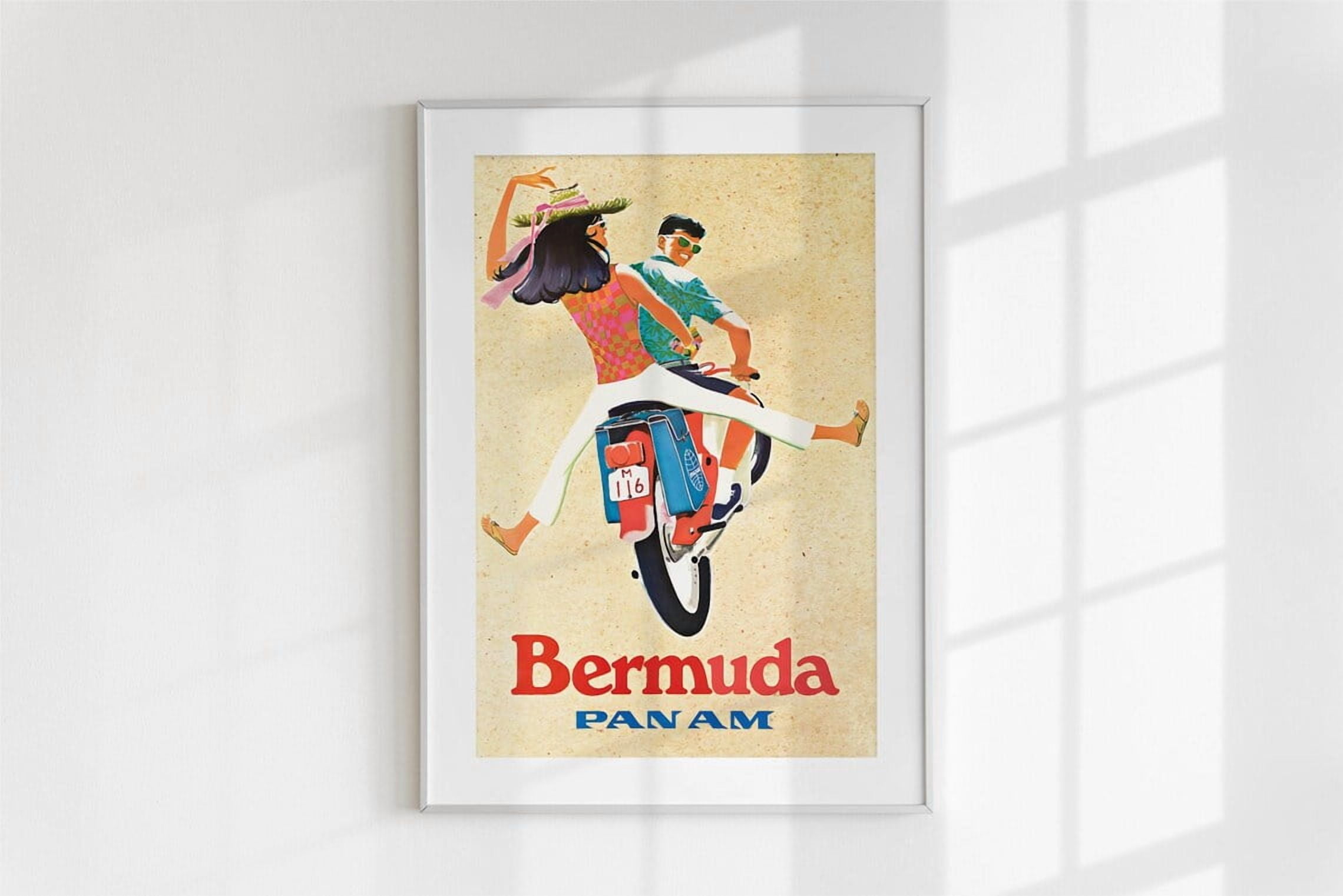 Miluva Vintage Bermuda Travel Poster - Pan Am Retro Vacation Art ...