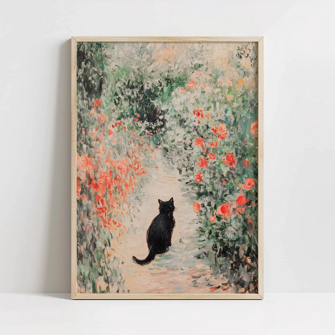 Miluva Vintage Black Cat In Garden Art, Flowers, Printable Monet ...