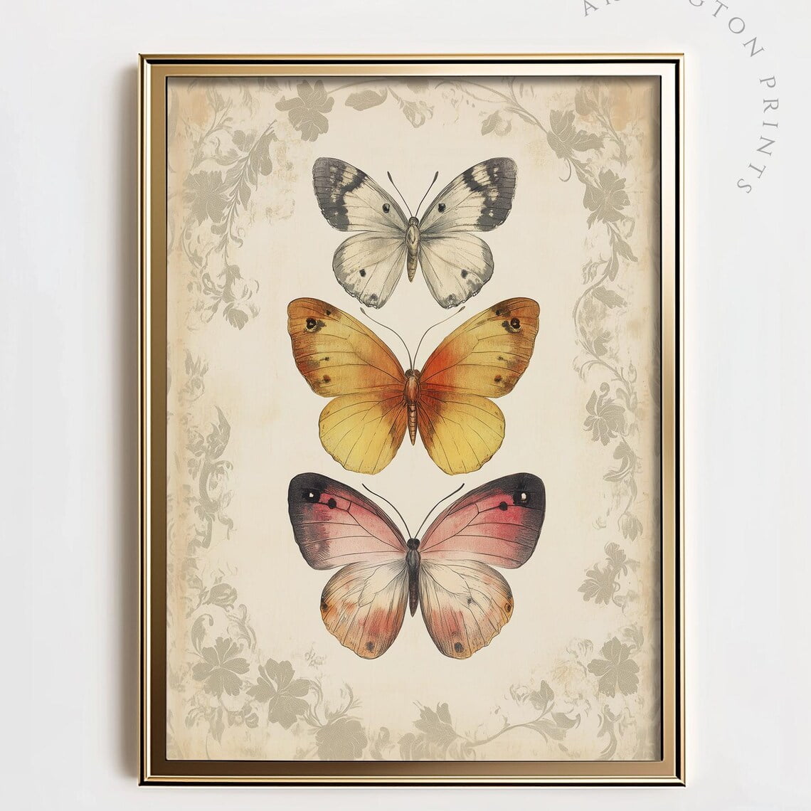Miluva Vintage Butterflies Art Print, Printable Fairycore Boho Summer ...