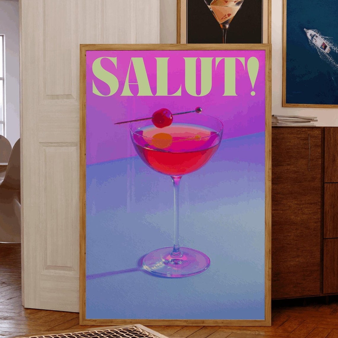 Miluva Vintage Cocktail Print, Bar Cart Art, Trendy Salut Print ...