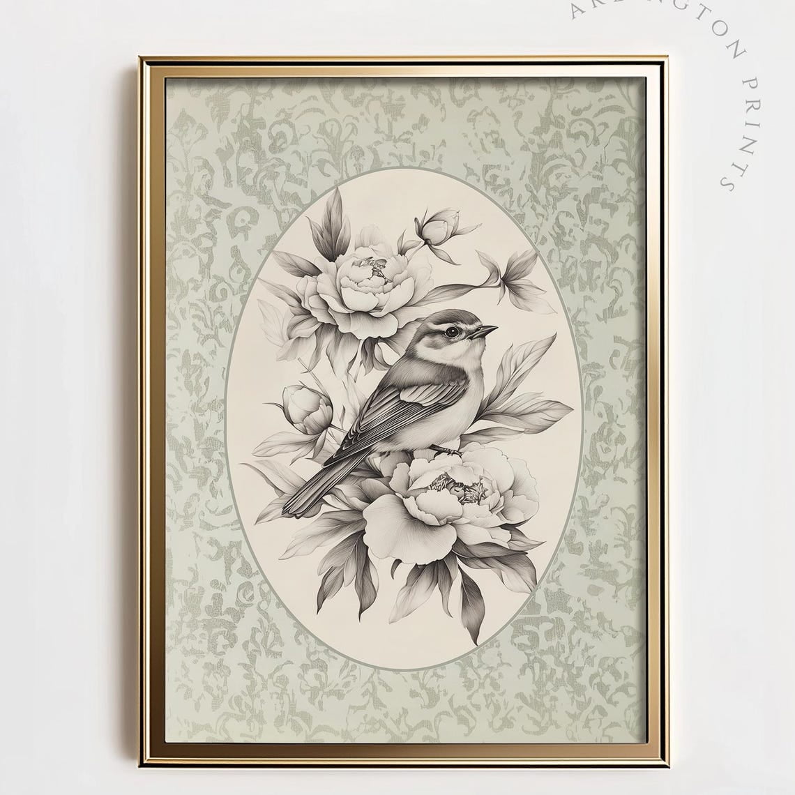 Miluva Vintage Cottagecore Bird Flower Wall Art, Printable Neutral ...
