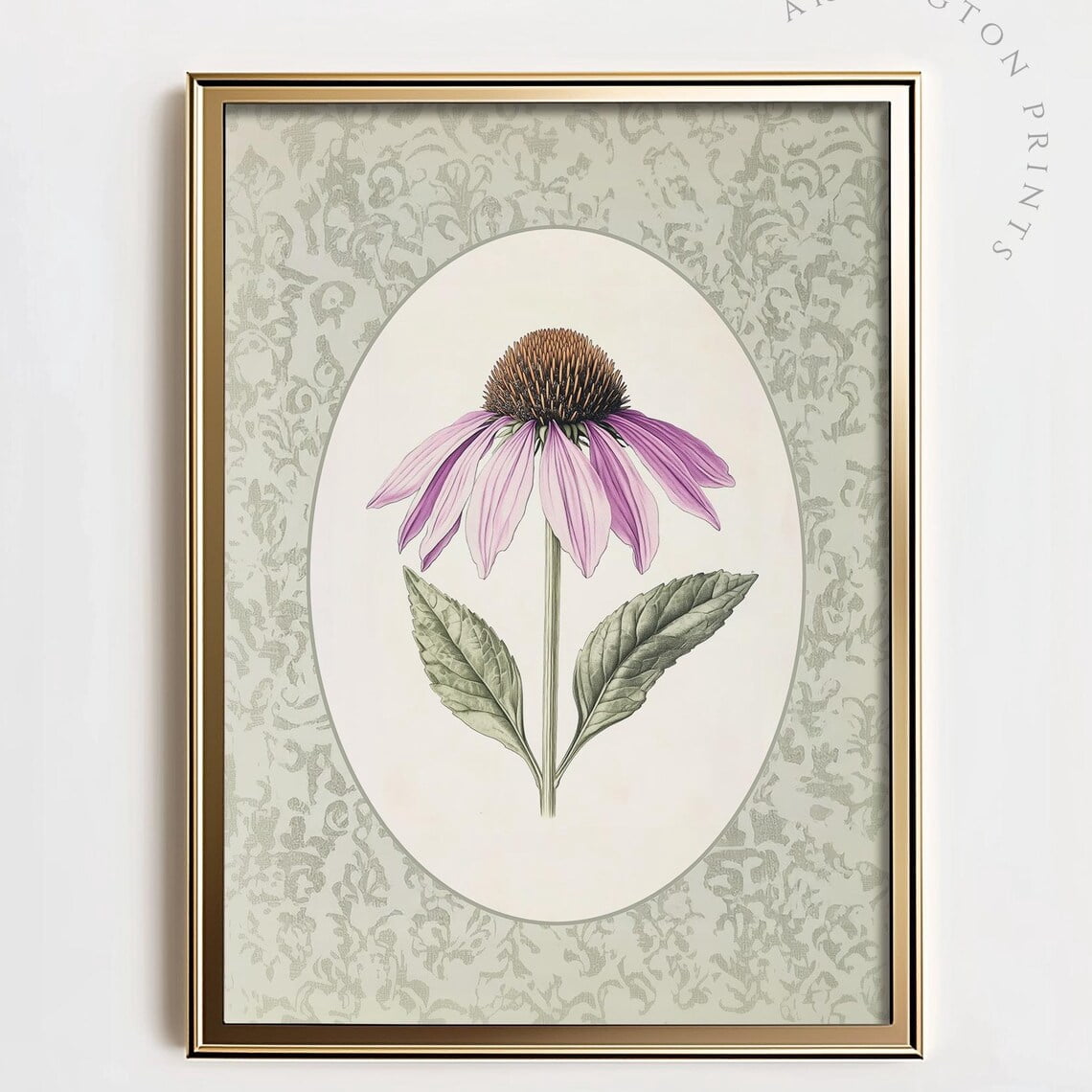 Miluva Vintage Cottagecore Cone Flower Wall Art, Printable Pink ...