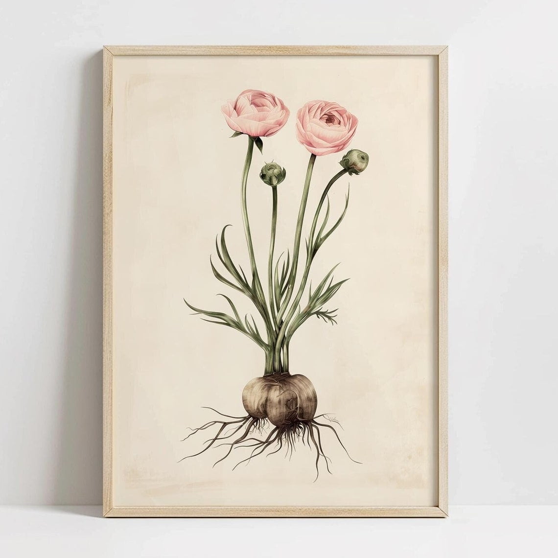Miluva Vintage Cottagecore Pink Flowers Print, Printable Pink ...
